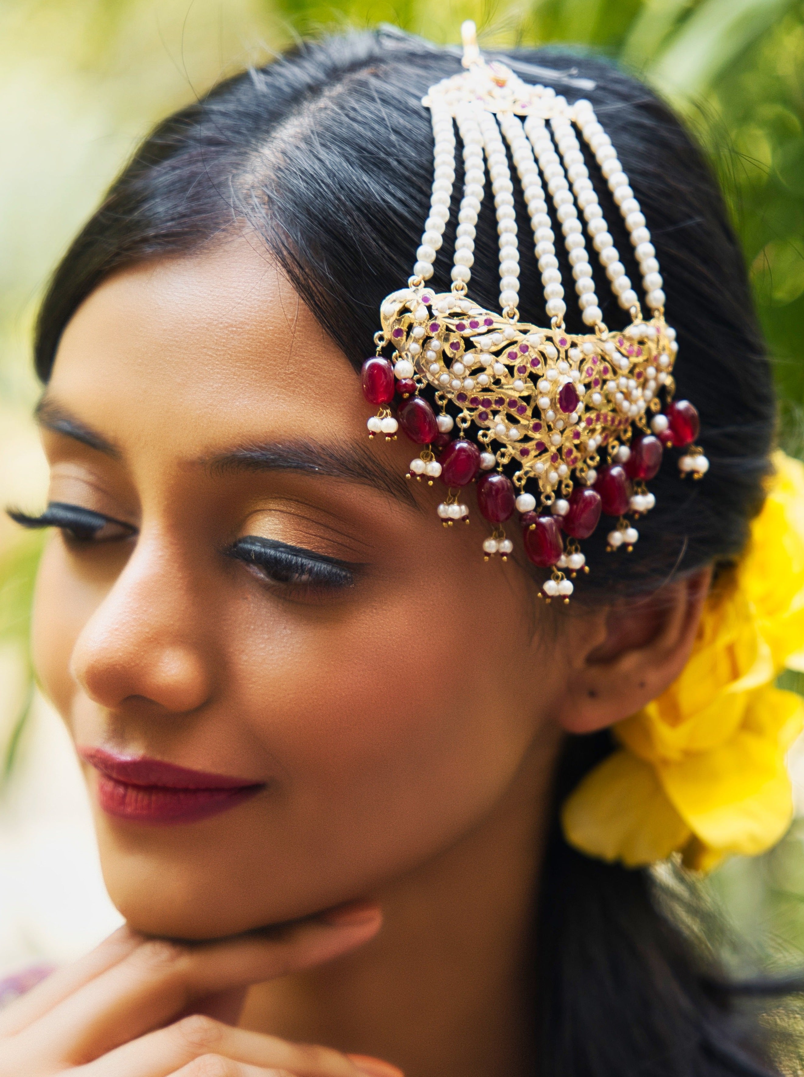 Crimson Red Jadau Paasa – QUEENS JEWELS