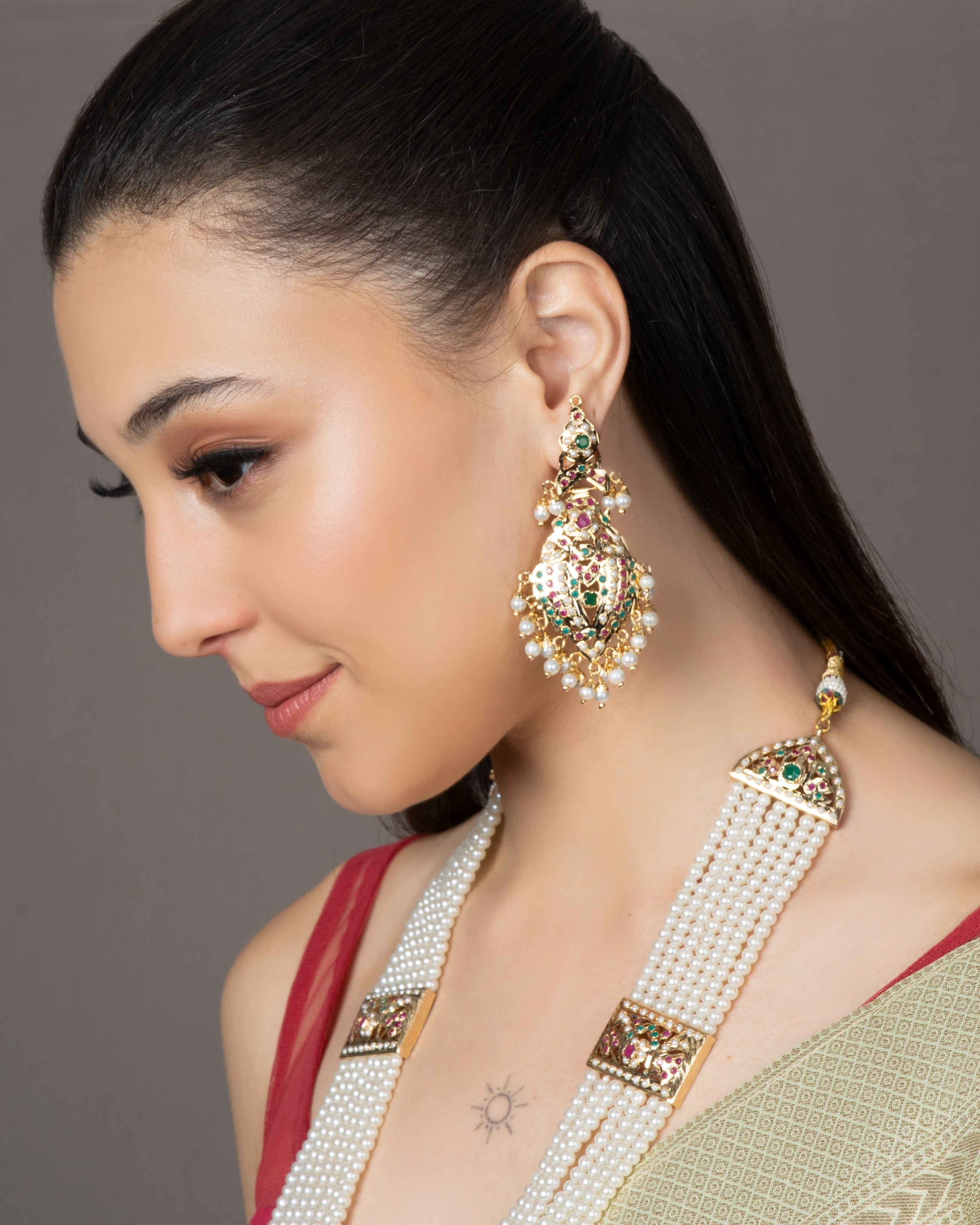 Royale Jadau Rani Haar Set with Earrings