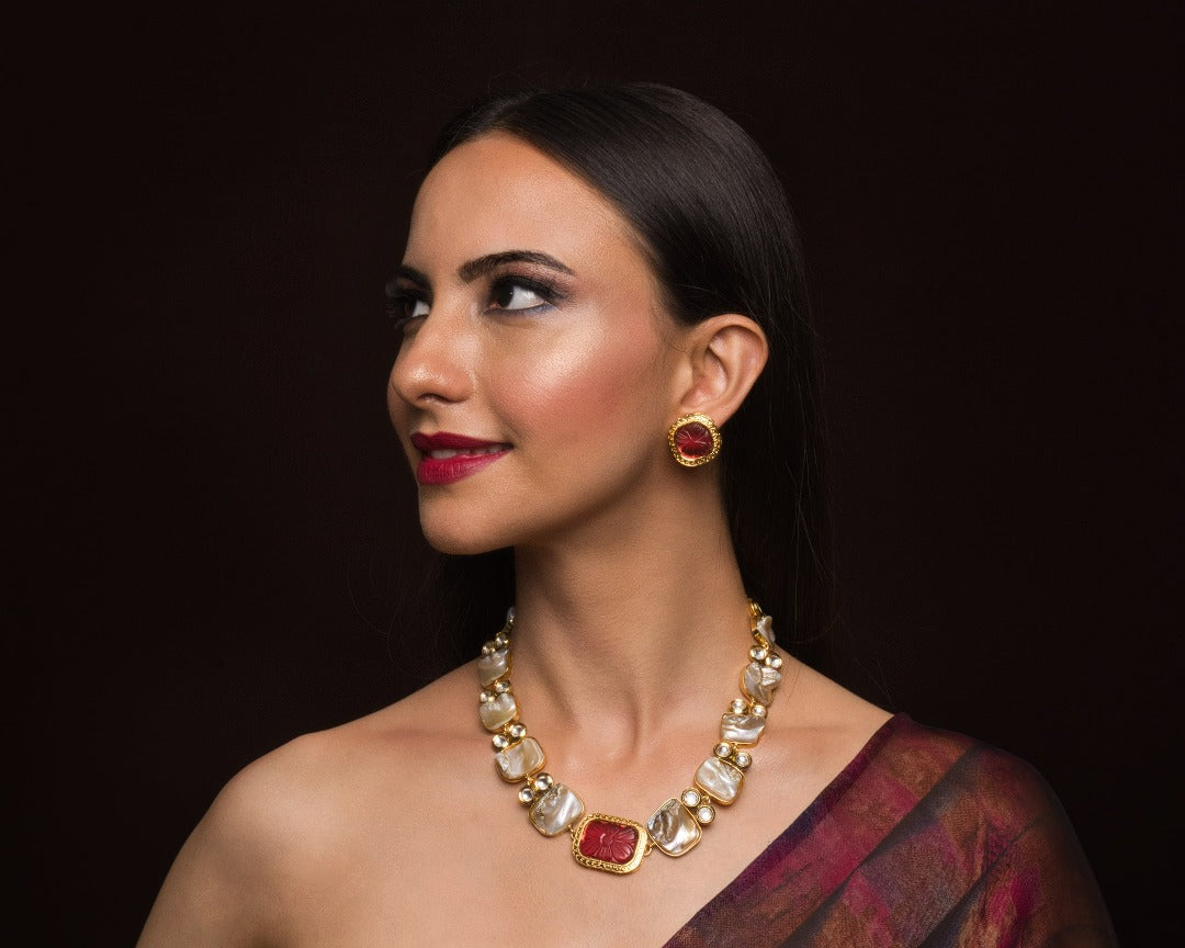 Baroque Pearl Necklace Set With Earrings – QUEENS JEWELS