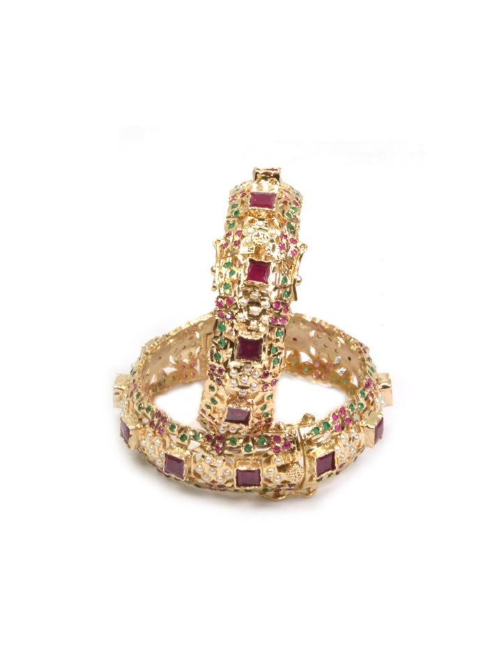 Bridal Heritage Jadau Bangle Pair - Openable – QUEENS JEWELS