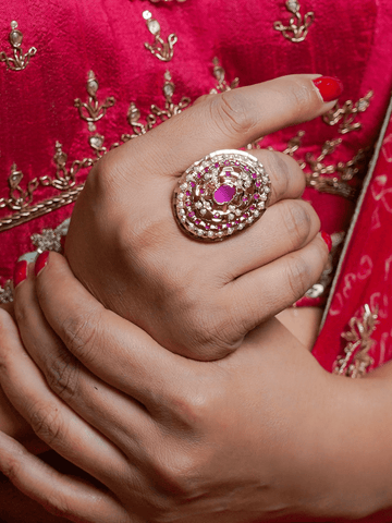 Ruby Red Jadau Ring (Adjustable Size) – QUEENS JEWELS